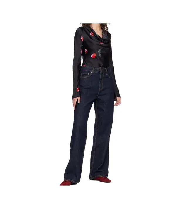 GANNI Floral Print Satin Top