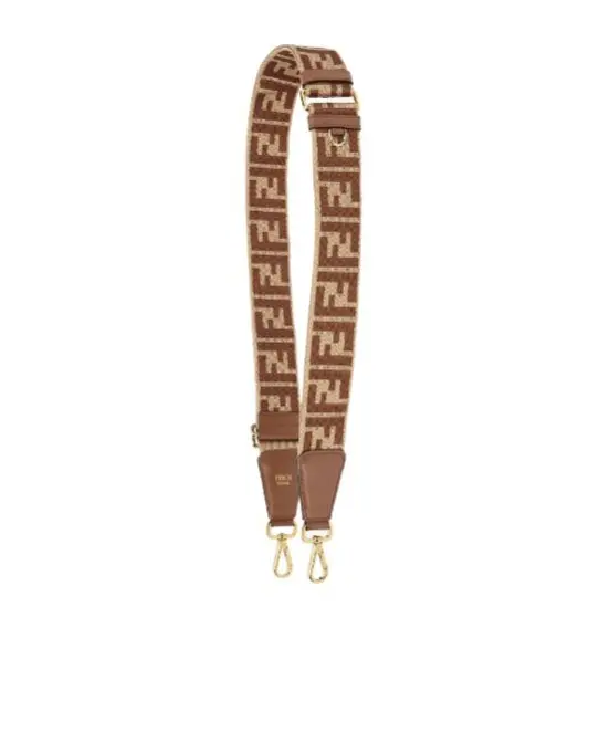 Fendi Ff Jacquard Shoulder Strap - Hazelnut Color