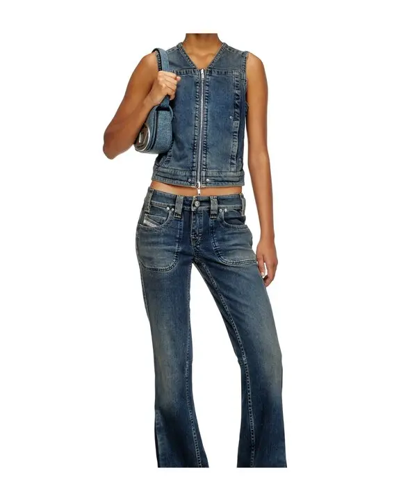 DIESEL® De-proof-re Zipped Denim Vest - Dark Blue