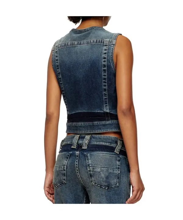 DIESEL® De-proof-re Zipped Denim Vest - Dark Blue