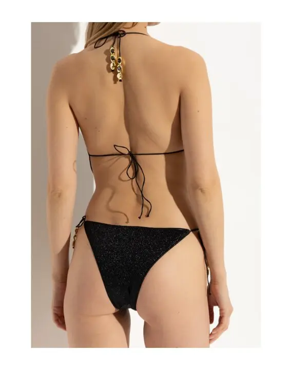 Oseree Embellished Metallic One-piece Swimsuit - Black
