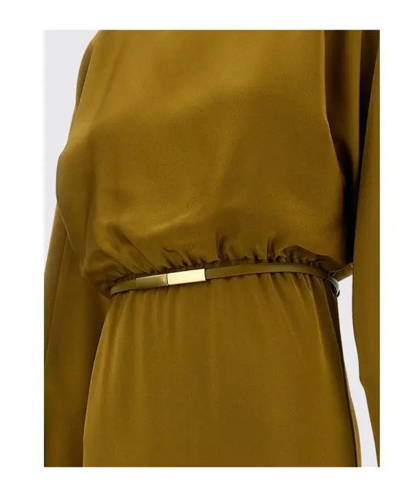 Max Mara Serpentola Long-sleeved Dress - Khaki