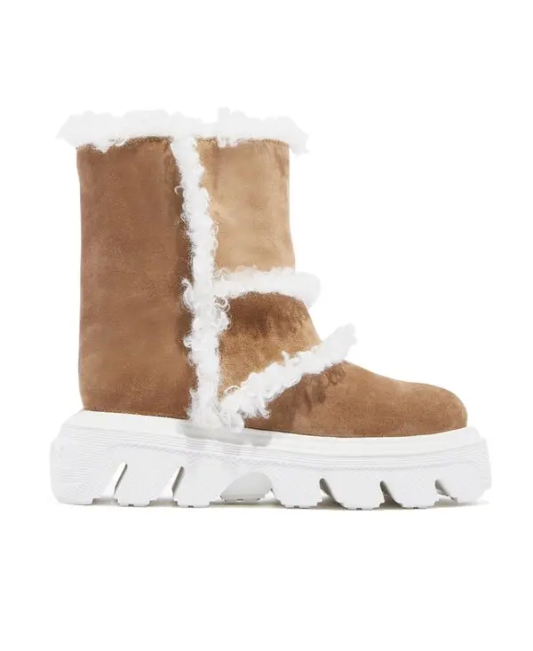 Casadei Dolomiti Marica Faux-fur Detailed Boots - White