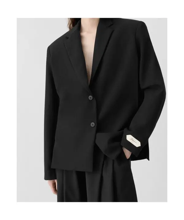 Jacquemus Single-breasted Wool Blazer With Embroidered Patch