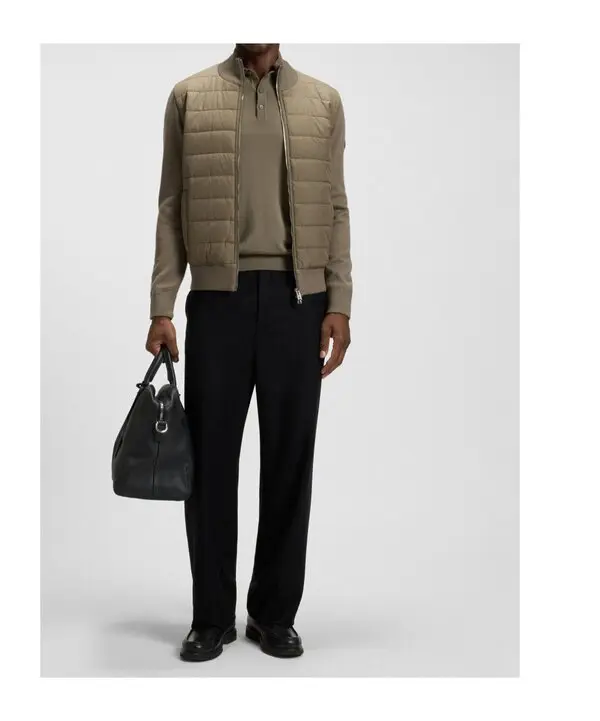 Hugo Boss Padded Front Zip-up Jacket With Long Sleeves - Light Brown