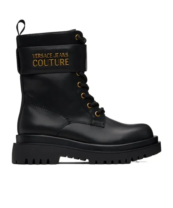 Versace Logo Lettering Trekking Boots - Black