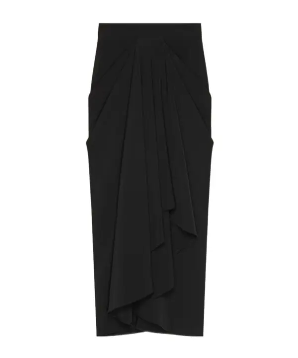 Givenchy Draped Pleated Midi Skirt - Black