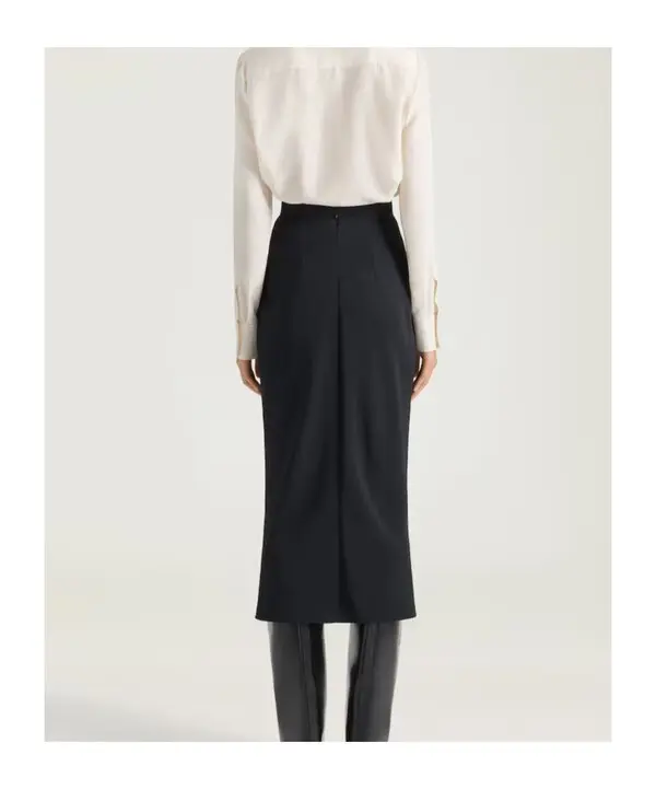 Givenchy Draped Pleated Midi Skirt - Black