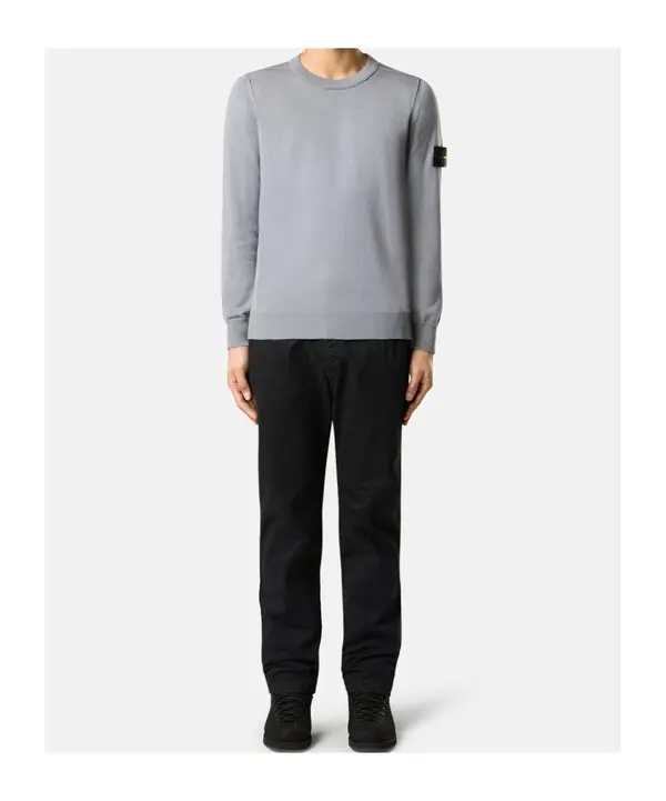 Stone Island Compass Motif Straight Leg Trousers - Black