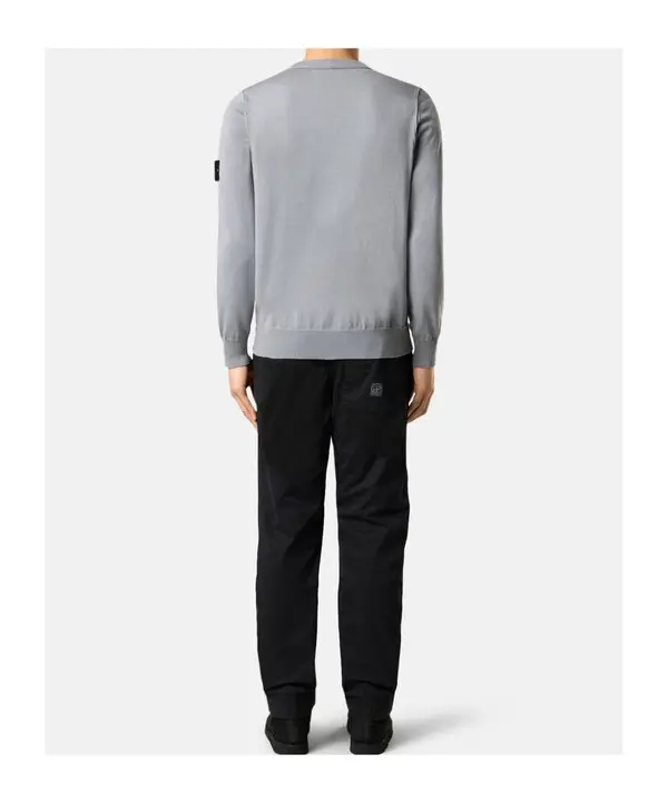 Stone Island Compass Motif Straight Leg Trousers - Black