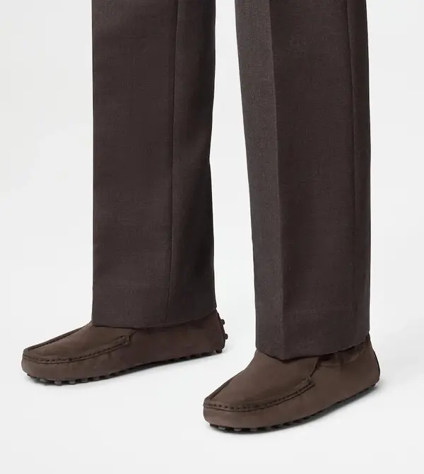 TOD'S Suede Gommino Loafers With Wool Lining