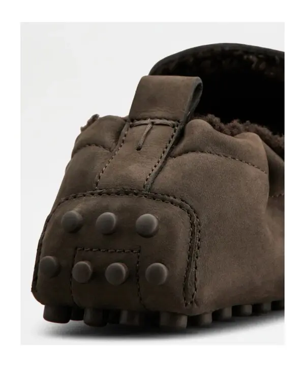 TOD'S Suede Gommino Loafers With Wool Lining