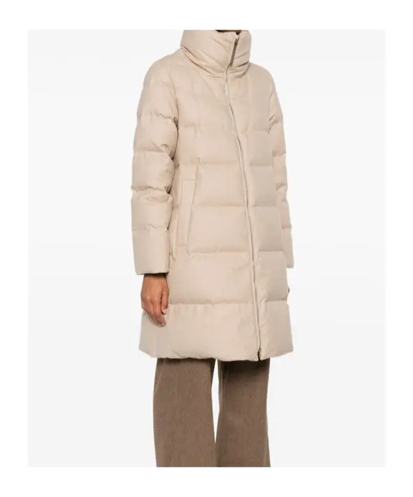 Herno Quilted Zip-up Coat - Nude
