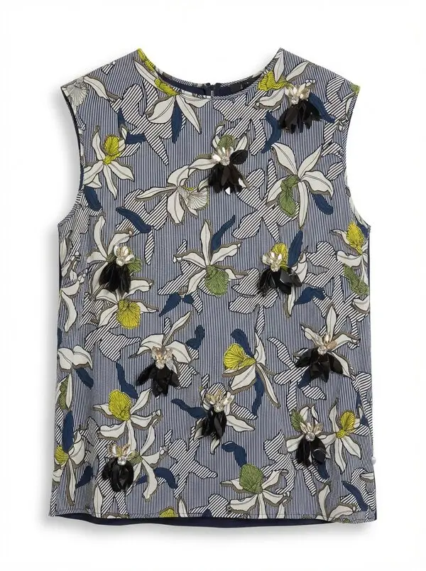 Sportmax Sleeveless Embellished Silk Top