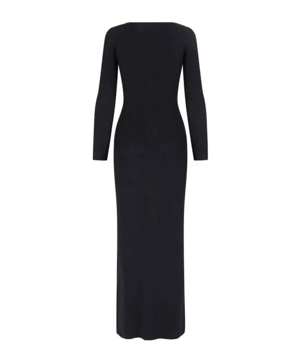 NILI LOTAN Roxy Ribbed Knit Maxi Dress With Button Closure