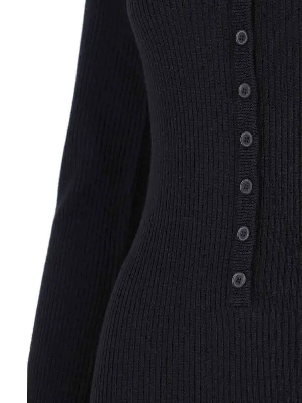 NILI LOTAN Roxy Ribbed Knit Maxi Dress With Button Closure