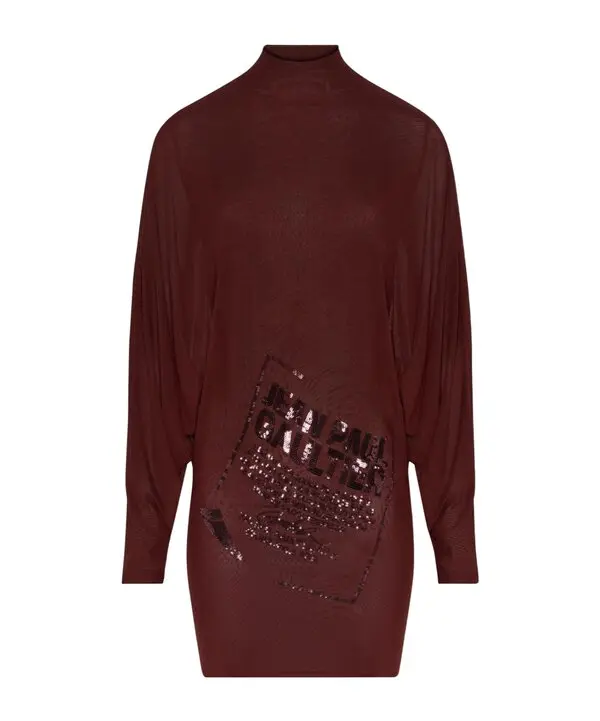 JEAN PAUL GAULTIER Turtleneck Dress With Sequin Embellishments And Batwing Sleeves