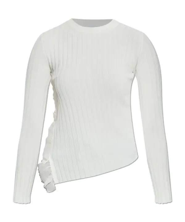 Alexander McQueen Ribbed-knit Asymmetric Top - White