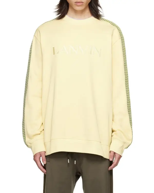 LANVIN Crewneck Sweatshirt With Embroidered Logo And Geometric Inserts - Nude