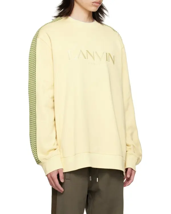 LANVIN Crewneck Sweatshirt With Embroidered Logo And Geometric Inserts - Nude