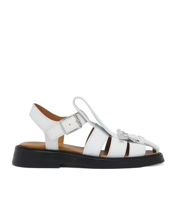 Alexander McQueen T-bar Cage Sandals With Silver Tone Buckle