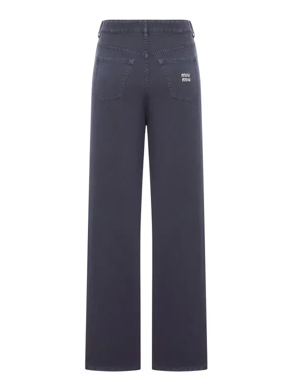 Miu Miu Logo Embroidered Denim Jeans - No