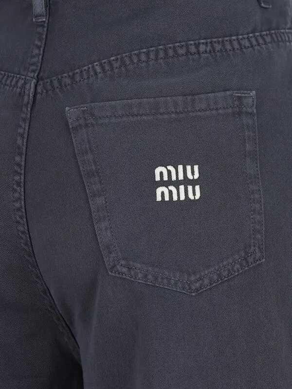 Miu Miu Logo Embroidered Denim Jeans - No