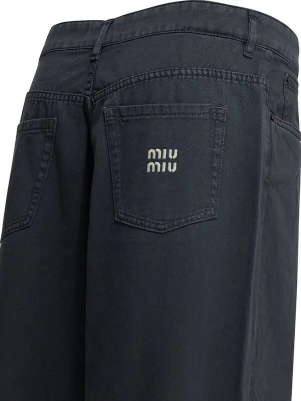 Miu Miu Logo Embroidered Denim Jeans - No