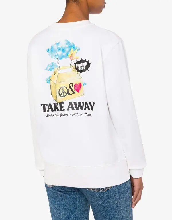 Moschino Take Away' Printed Round Neck Long Sleeve Sweater