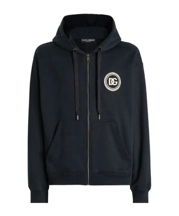 Dolce & Gabbana Logo Patch Zip Hoodie