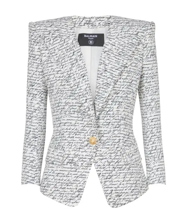 Balmain Printed Single-breasted Jacket - White