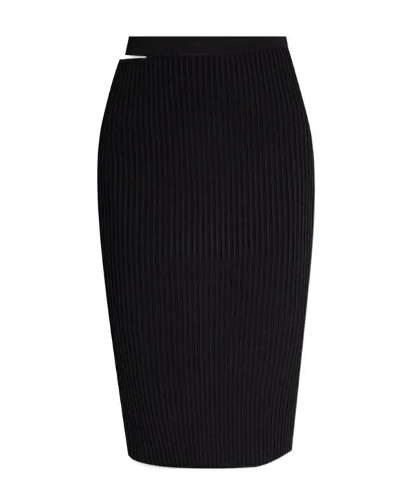 Helmut Lang Ribbed Knit Midi Skirt With Cut-out Detail