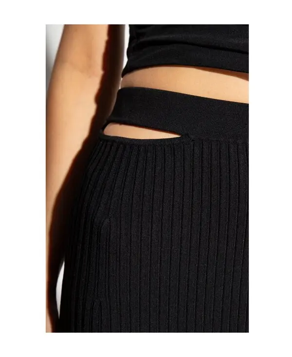 Helmut Lang Ribbed Knit Midi Skirt With Cut-out Detail