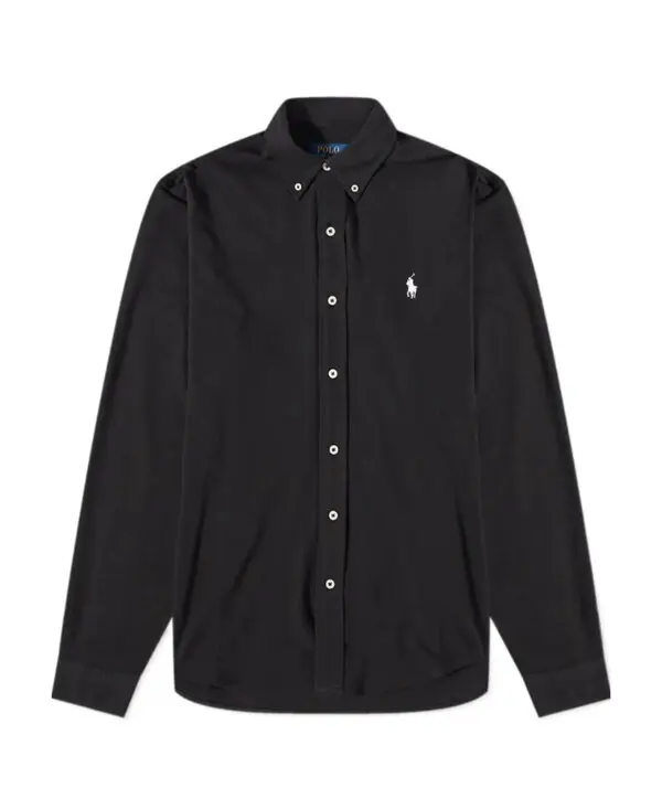 Polo Ralph Lauren Logo Embroidered Long-sleeved Shirt - Black