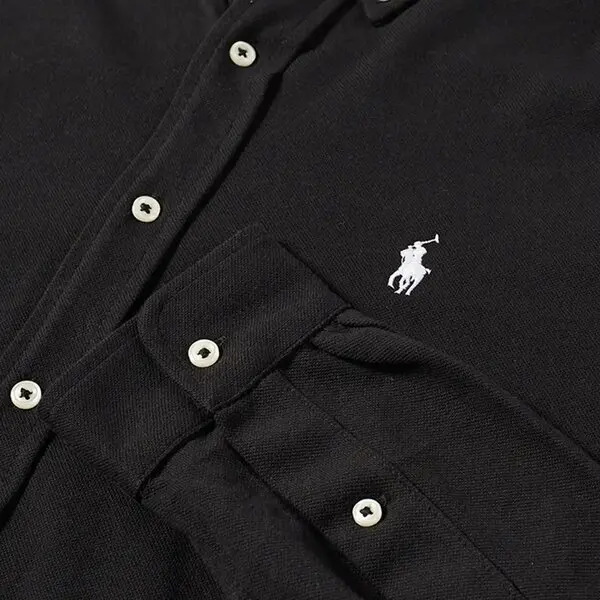Polo Ralph Lauren Logo Embroidered Long-sleeved Shirt - Black