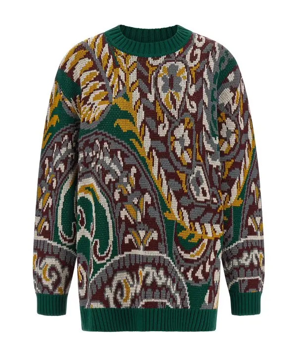 Etro Wool Paisley Jacquard Crew Neck Sweater - Multicolor