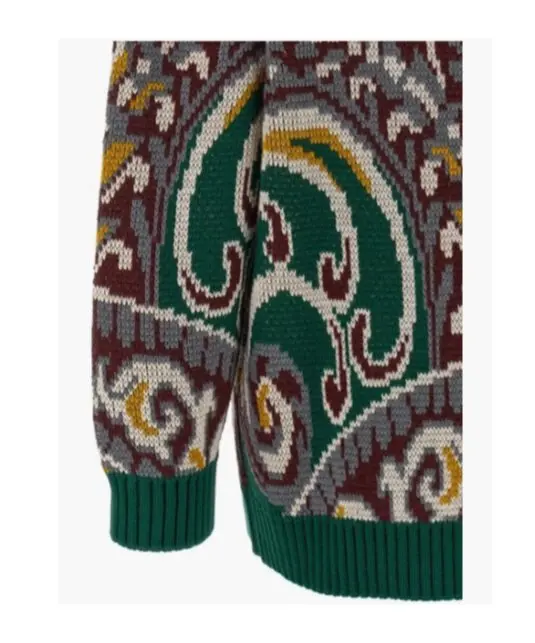 Etro Wool Paisley Jacquard Crew Neck Sweater