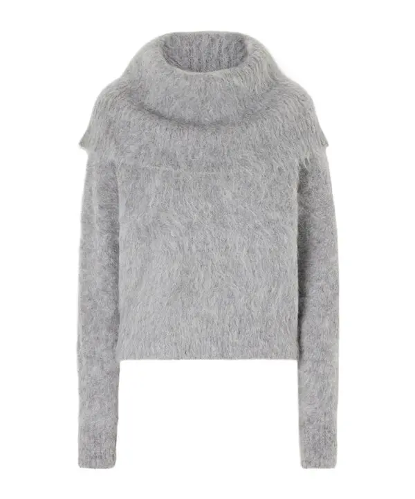 TOTEME Alpaca Wool Blend Funnel Neck Sweater - Grey