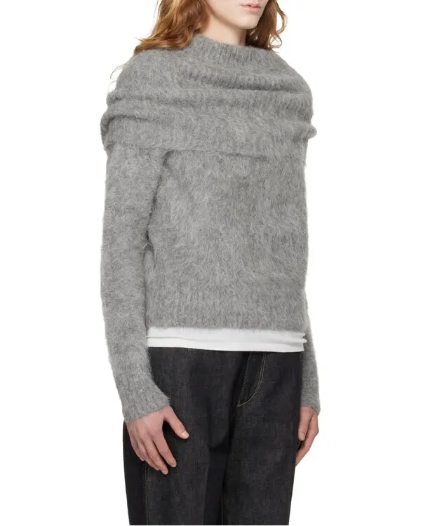 TOTEME Alpaca Wool Blend Funnel Neck Sweater - Grey