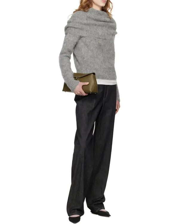 TOTEME Alpaca Wool Blend Funnel Neck Sweater - Grey
