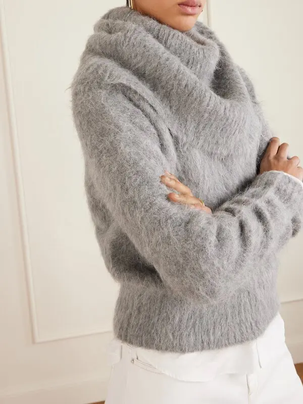 TOTEME Alpaca Wool Blend Funnel Neck Sweater - Grey