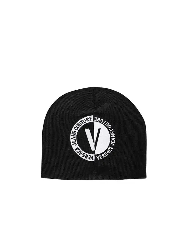 Versace Contrasting Logo Beanie Hat - Black