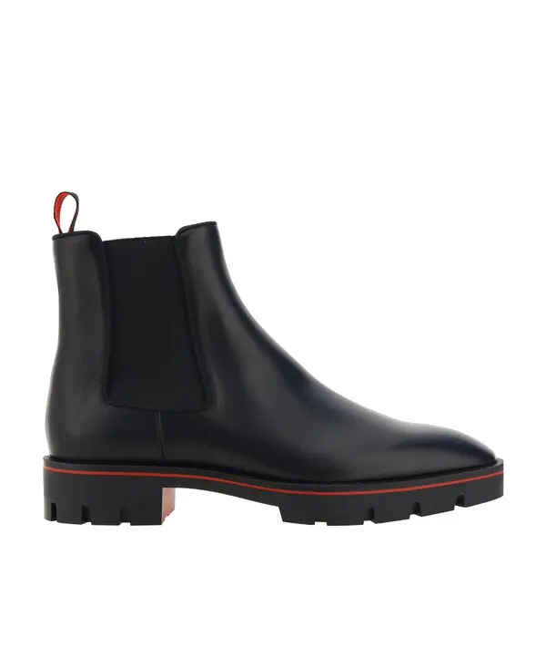 CHRISTIAN LOUBOUTIN Slip-on Ankle Boots With Elastic Sides And Striped Sole