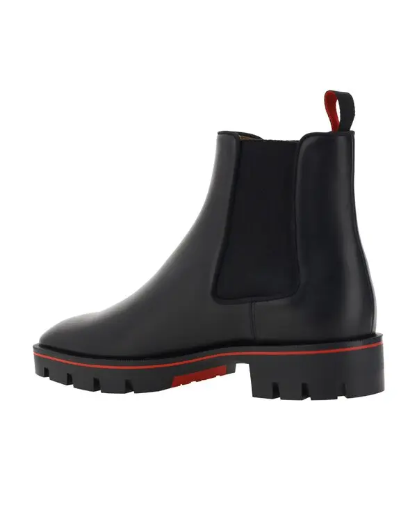 CHRISTIAN LOUBOUTIN Slip-on Ankle Boots With Elastic Sides And Striped Sole