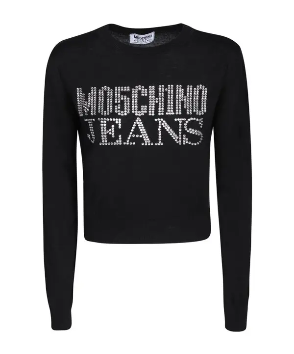 Moschino Rhinestone Embellished Wool-blend Jumper