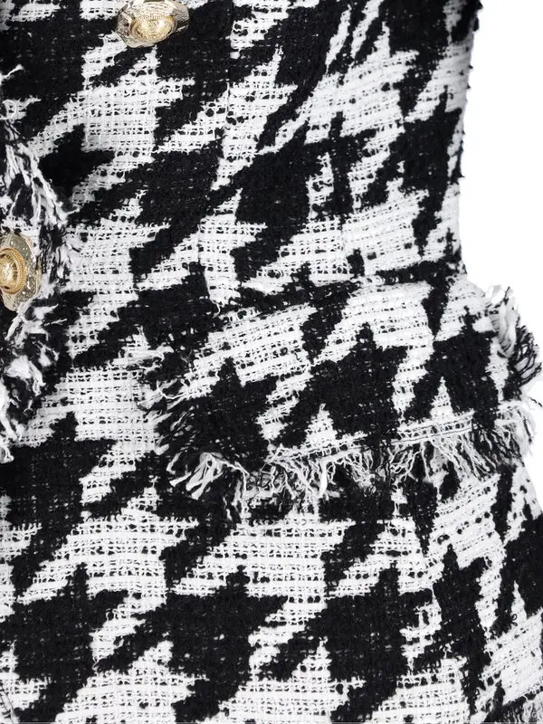 Balmain Houndstooth Tweed Blazer - Black