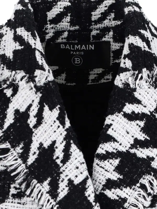 Balmain Houndstooth Tweed Blazer - Black