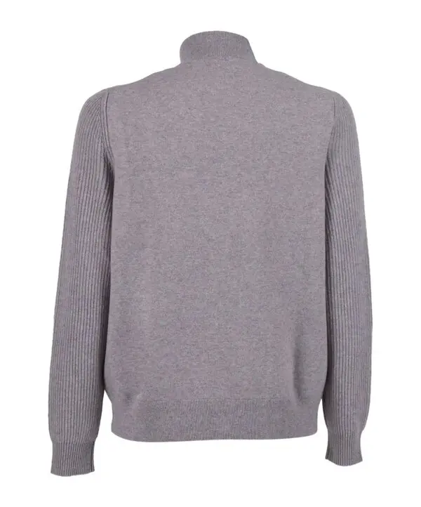 LARDINI Ribbed-panel Wool Cardigan