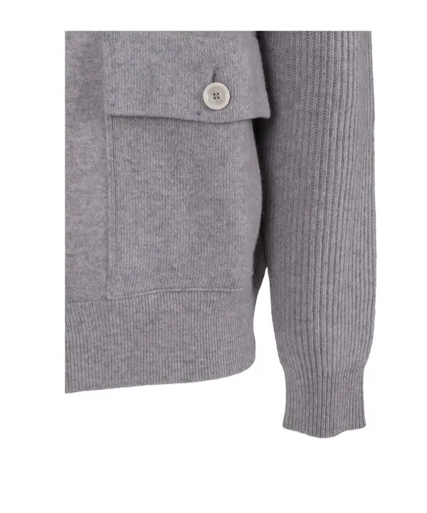 LARDINI Ribbed-panel Wool Cardigan