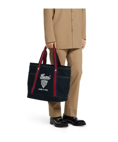 Gucci Printed Tote Bag - Dark Brown